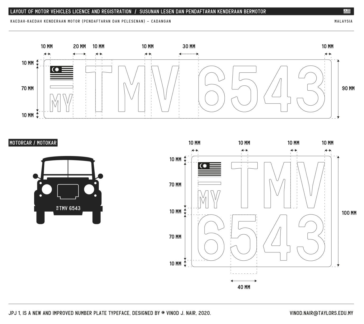 JPJ 1: A Standardised Number Plate Typeface for Malaysia