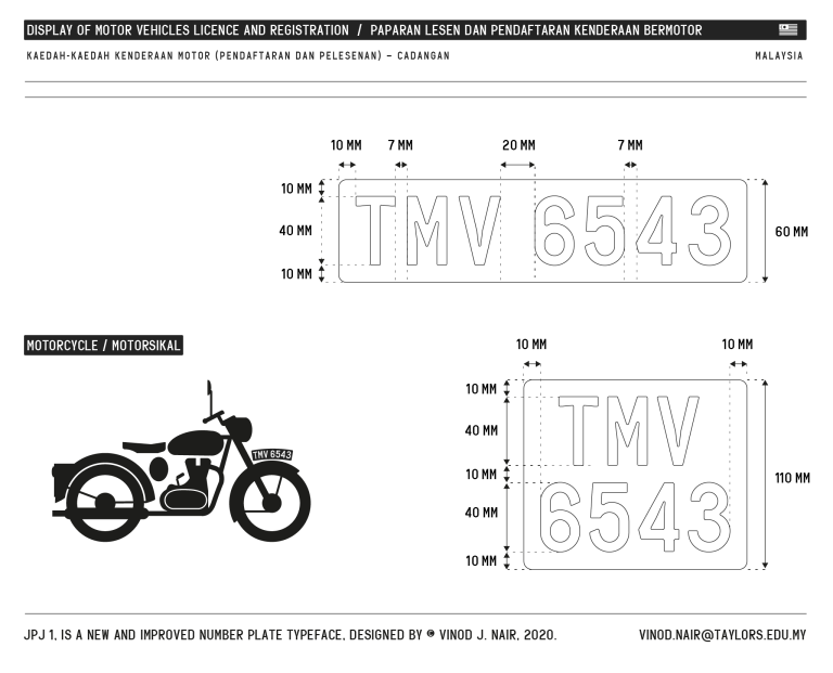 JPJ 1: A Standardised Number Plate Typeface for Malaysia